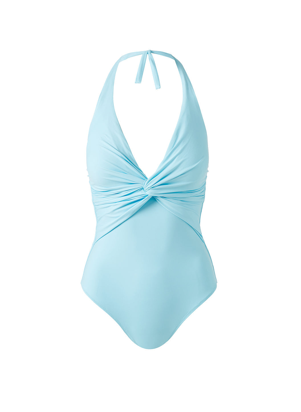 Zanzibar Sky Blue Twist Halterneck Swimsuit | Melissa Odabash EU