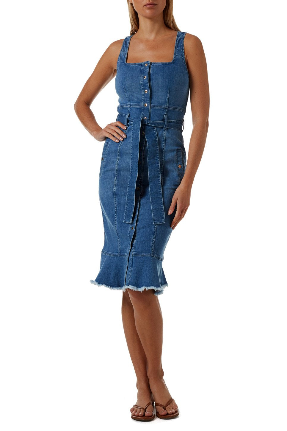 Ruby Denim Button Down Denim Midi Dress